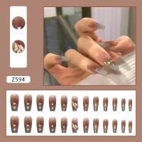 China 24pcs/Set OEM Amber Halo Dyed French Nail Tip Flash Ins Style Artificial Fingernails Style for sale