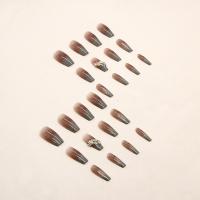 China 24pcs/Set OEM Amber Halo Dyed French Nail Tip Flash Ins Style Artificial Fingernails Style for sale