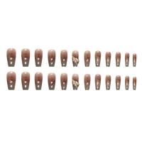 China 24pcs/Set OEM Amber Halo Dyed French Nail Tip Flash Ins Style Artificial Fingernails Style for sale