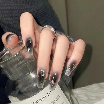 China Full Cover 24pcs Silver Moon and Stars Artificial Fingernails Set for Hot Style Nails for sale