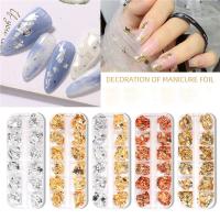 China 12 Grid Boxed Nail Art Gold and Silver Foil Paper 2D Style 4 Color Gold Wave Fragments for sale