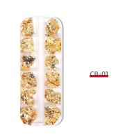 China 12 Grid Boxed Nail Art Gold and Silver Foil Paper 2D Style 4 Color Gold Wave Fragments for sale