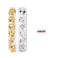 China 12 Grid Boxed Nail Art Gold and Silver Foil Paper 2D Style 4 Color Gold Wave Fragments for sale