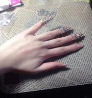 China Fashion Jewelry Rhinestone Fingernail Protective Bowknot Nail Ring Charm Crown Flower Crystal Finger Nail Rings For Women AP455 for sale