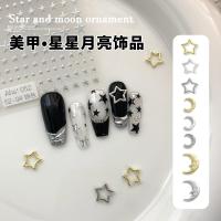 China New manicure hot sell metal nail charms in bulk gold silver moon star 3D nail art accessories for sale