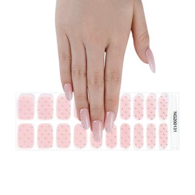 China New nail designs OEM 3D semi-cured nail wrap gel nail sticker cure by lamp gel for sale