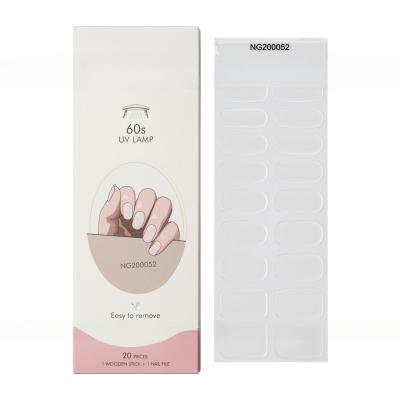 China Huizi factory gel nail wraps semi-cured gel strips Full Clear gel nail strips with UV lamp for sale