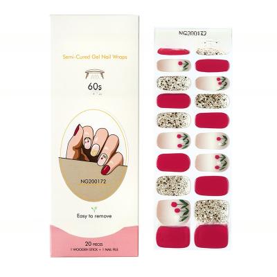 China UV Lamp Semi Cure Gel Nail Stickers Non-toxic Long Lasting Ladies Item Beauty sticker gel nail wraps for sale