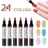 China new 24 color 3D Drawing Nail Painting Pen Manicure Diy Waterproof Nail Art Polish Paint Graffiti Pen for sale