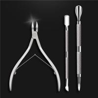 China Hot sales Nails Exfoliating Tool Stainless Steel Scissors with Brush Pen Push Barbed Dead Skin Multi Function Nail Clippers for sale