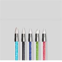 China 5Pc Dual-ended Nail Scrubbing Brush Rhinestone Handle Silicone Nail Brush for sale