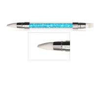 China 5Pc Dual-ended Nail Scrubbing Brush Rhinestone Handle Silicone Nail Brush for sale
