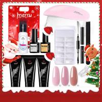 China 3colors Christmas Gift set Nail Kit With UV LED Lamp Nail Extension Gel Kit With Base and Top Coat Slip Solution Kit Set for sale