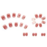China 24pcs/Set New style OEM Wholesale 3D camellia rouge pink shiny Style Nail Tip Flash Ins Style Artificial Fingernails for sale
