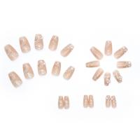 China 24pcs/Set New style OEM Wholesale Pearl silk flower princess Style Nail Tip Flash Ins Style Artificial Fingernails for sale