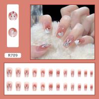China 24pcs/Set New style OEM Wholesale rabbit rouge pink halo dyed Style Nail Tip Flash Ins Style Artificial Fingernails for sale