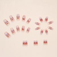 China 24pcs/Set New style OEM Wholesale rabbit rouge pink halo dyed Style Nail Tip Flash Ins Style Artificial Fingernails for sale