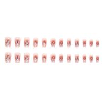China 24pcs/Set New style OEM Wholesale rabbit rouge pink halo dyed Style Nail Tip Flash Ins Style Artificial Fingernails for sale