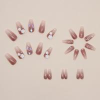 China 24pcs/Set New style OEM Wholesale 3D Milk White Camellia Aurora Diamond Style Nail Tip Flash Ins Style Artificial Fingernails for sale
