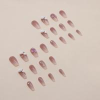 China 24pcs/Set New style OEM Wholesale 3D Milk White Camellia Aurora Diamond Style Nail Tip Flash Ins Style Artificial Fingernails for sale