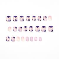 China Cute Design Fashion Beauty Short Purple Flower Full Cover 24pcs Press On Nails Artificial Nail Art for sale