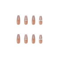 China Hot sale Golden Flash Diamond Butterfly Long T False Nails Cross-border Color Sequins Gradient Wear Nail Paste FalseNail for sale