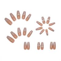 China Hot sale Golden Flash Diamond Butterfly Long T False Nails Cross-border Color Sequins Gradient Wear Nail Paste FalseNail for sale