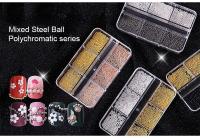 China Mini Caviar Metal Stainless Steel Bead 3D Nail Art  nail charms in bulk Decoration Golden Silvery Rose Gold Ball for sale