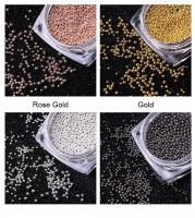 China Mini Caviar Metal Stainless Steel Bead 3D Nail Art  nail charms in bulk Decoration Golden Silvery Rose Gold Ball for sale