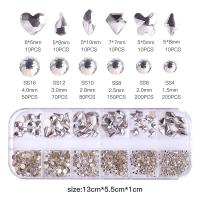 China Nail Art Glass Stone strass 12 Grid/box Multi Shapes Mixed Sizes Flat Back Round nail charms in bulk Rhinestones for sale