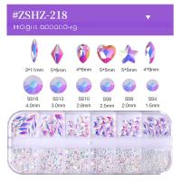 China Nail Art Glass Stone strass 12 Grid/box Multi Shapes Mixed Sizes Flat Back Round nail charms in bulk Rhinestones for sale