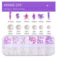 China Nail Art Glass Stone strass 12 Grid/box Multi Shapes Mixed Sizes Flat Back Round nail charms in bulk Rhinestones for sale