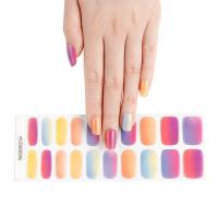 China Rainbow Color Design Gel Nail Stickers Semi Cured UV Gel Wraps Waterproof DIY Nail Polish Strips for sale