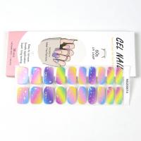 China Rainbow Color Design Gel Nail Stickers Semi Cured UV Gel Wraps Waterproof DIY Nail Polish Strips for sale