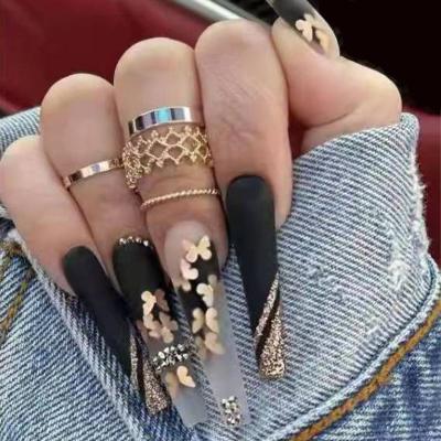 China OEM/ODM Acceptable Ultralong Ballet Golden Butterfly Black Flame Nail Enhancement Patch for sale