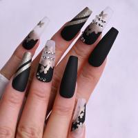 China OEM/ODM Acceptable Ultralong Ballet Golden Butterfly Black Flame Nail Enhancement Patch for sale
