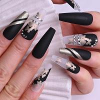 China OEM/ODM Acceptable Ultralong Ballet Golden Butterfly Black Flame Nail Enhancement Patch for sale