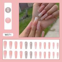 China Diamond decorated Press Designs French Fake Nail Colorful Gel Press On Nails False Set With Jelly glue sticker cuticle push for sale
