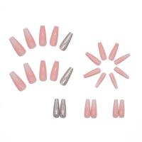 China Diamond decorated Press Designs French Fake Nail Colorful Gel Press On Nails False Set With Jelly glue sticker cuticle push for sale