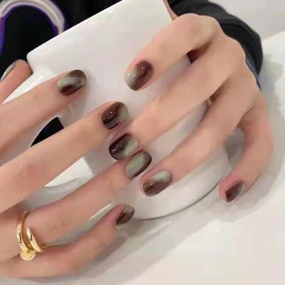 China New wholesale fashion girls wear DIY patches with drill nail enhancement removable jelly false nail for sale