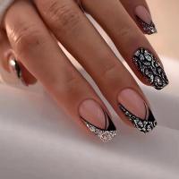 China Medium Ballet Nails French Custom False Acrylic For Nails Soft Gel Press On Fake Nails Set for sale