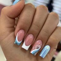 China Medium Ballet Nails French Custom False Acrylic For Nails Soft Gel Press On Fake Nails Set for sale