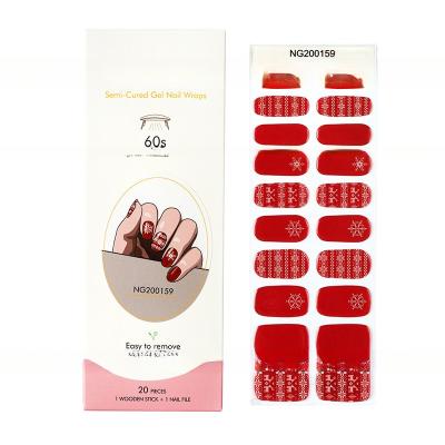 China High quality UV lamp French semi cured Gel Nail strips Non-Toxic Long Lasting semi cured Gel Nail Wraps and gel nail poli for sale