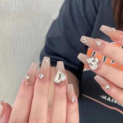 China Design Pre-Designed False Set Hard Artificial Fingernails Women Long Square Nail Tips for sale