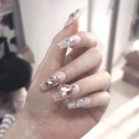 China Design Pre-Designed False Set Hard Artificial Fingernails Women Long Square Nail Tips for sale