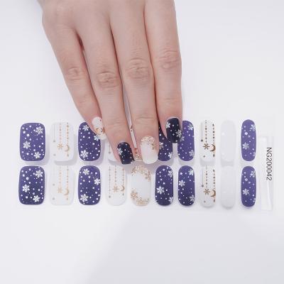 China Christmas design gel nail wraps New design Gel nail stickers Semi cured gel nail strips for sale