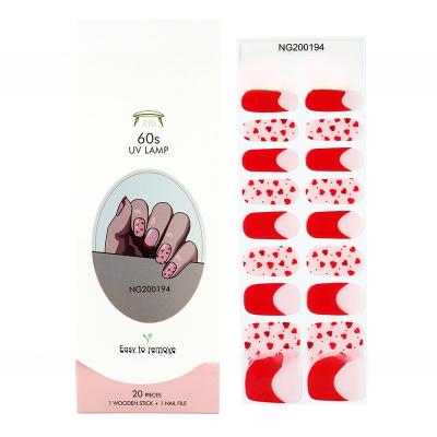 China New Design Nails Artificial Solid Color Full Cover semi cured gel nail sticker for sale