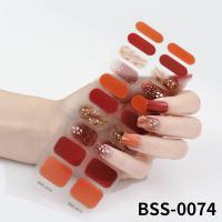 China Wholesale Price New Design Valentine's Day Nail Strips Japanese Style Gel Nail Sticker Semi Cured UV Nail Polish Wraps for sale