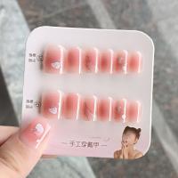 China Easy to Apply and Remove False Nails Sweet Girl Hand Painting Square Shape for Finger for sale