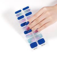 China Custom Logo Glitter Wholesale Nail Art Self Adhesive Semi Cured Gel Nail Polish Wraps Sticker Nail Strips for sale